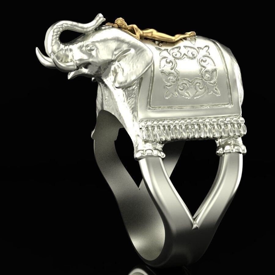 Girl on Elephant Wax Pattern Ring for Lost Wax Casting Jewelry Castable ...