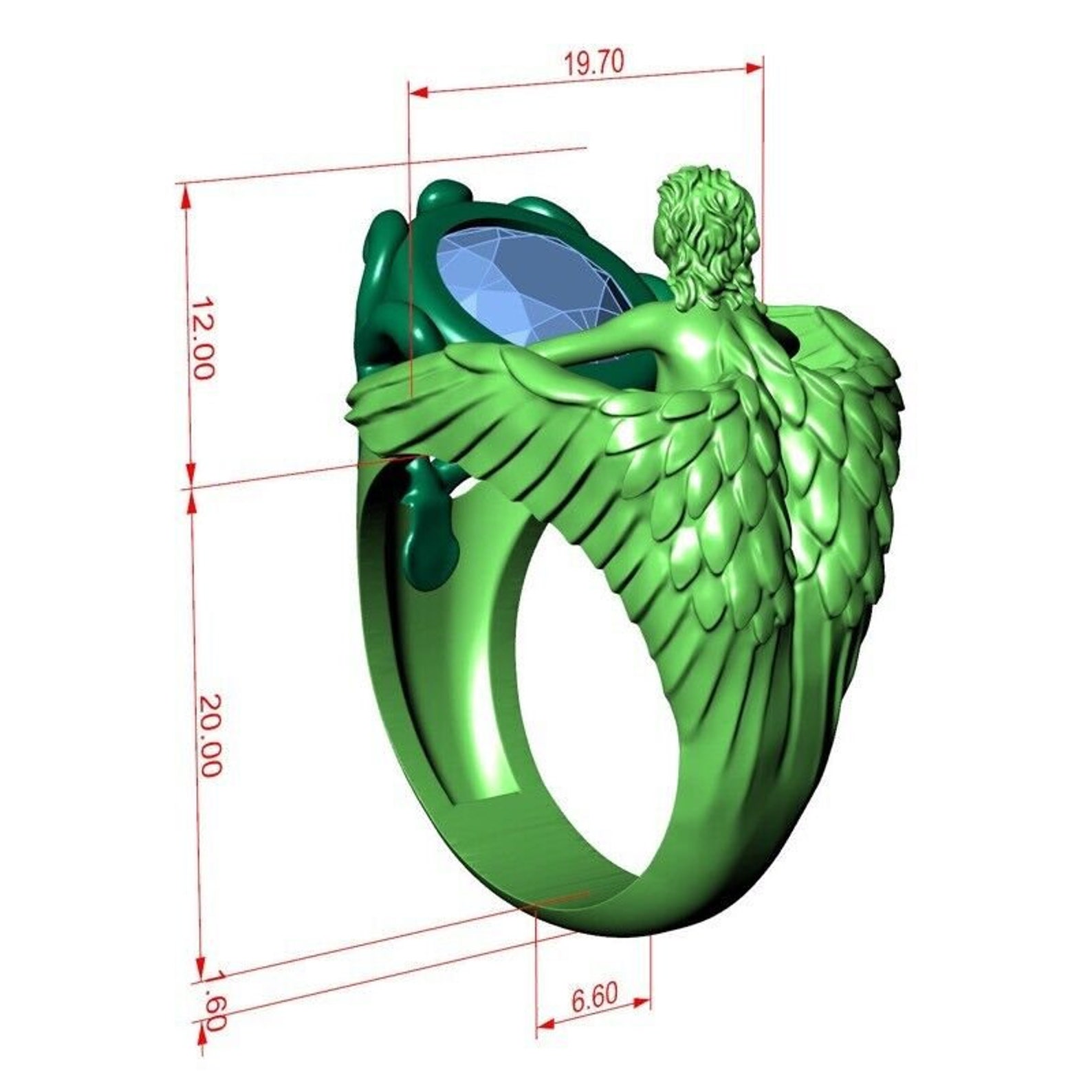 Topaz Angel Wax Pattern Ring for Lost Wax Casting Jewelry Castable Wax ...