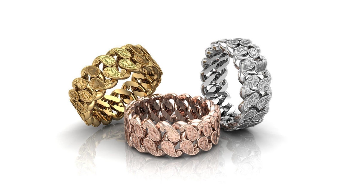 Cuban Link Paisley Chain Wax Pattern Ring for Lost Wax Casting Jewelry ...