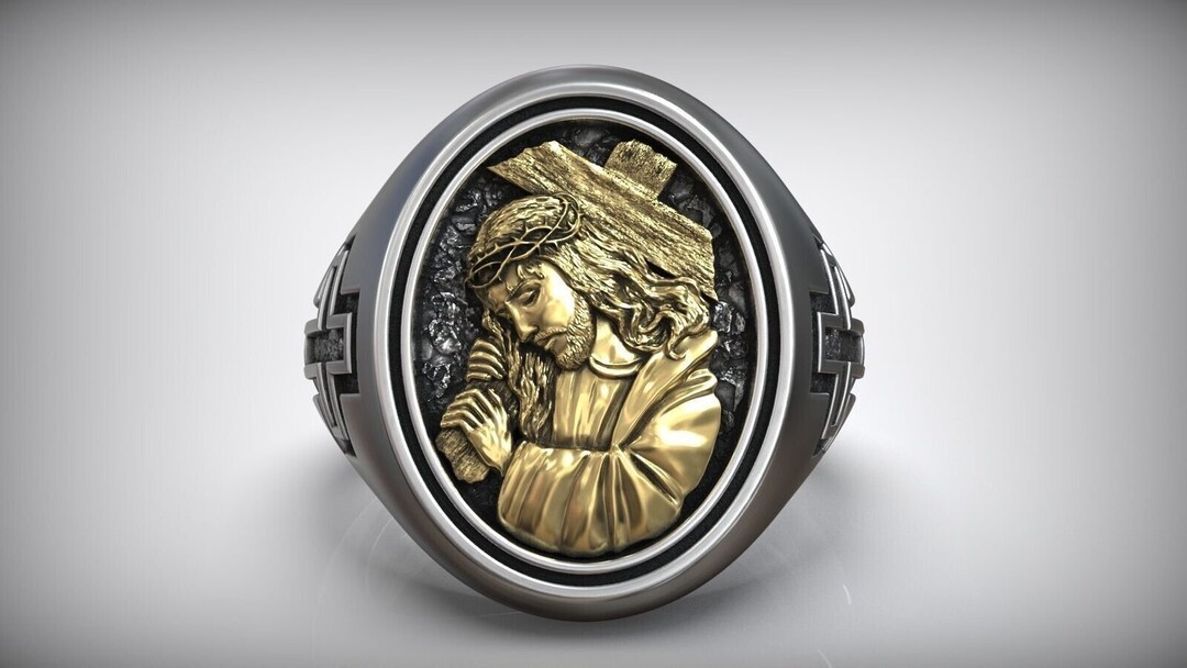 Jesus Holding Cross Wax Pattern Ring for Lost Wax Casting Jewelry ...