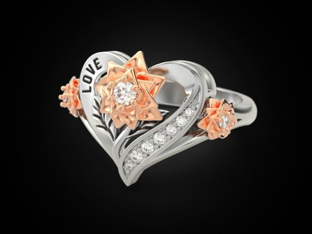 Flower Heart Love Wax Pattern Ring for Lost Wax Casting Jewelry ...