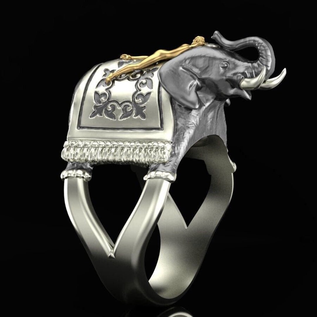 Girl on Elephant Wax Pattern Ring for Lost Wax Casting Jewelry Castable ...