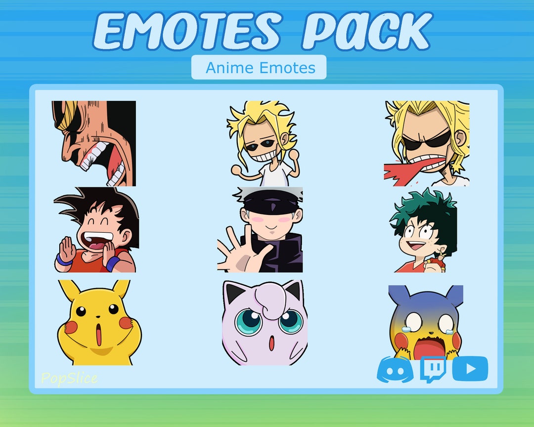 Animated Anime Emotes Pack: 9 Emotes for Twitch & Discord - Etsy