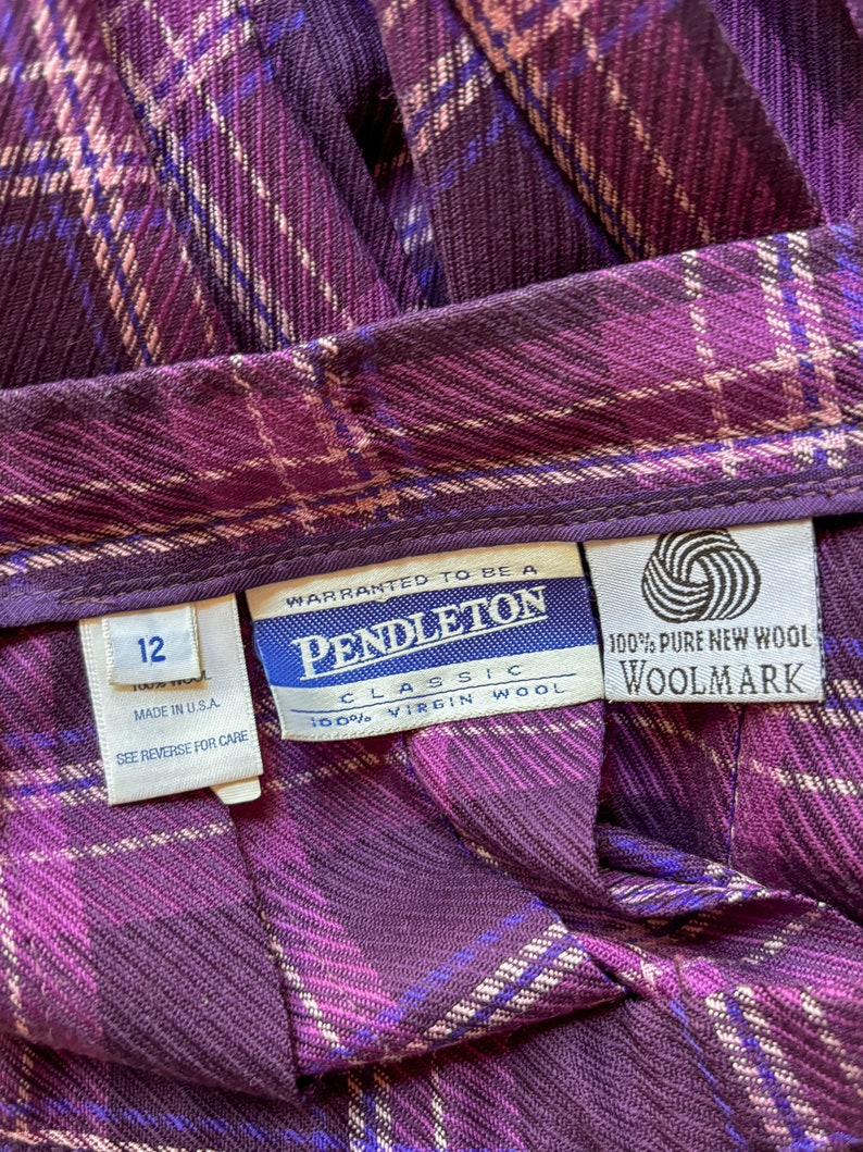 Vintage PENDLETON Tartan Wool Pleated Midi Skirt Purple Jewel Tone 30 ...