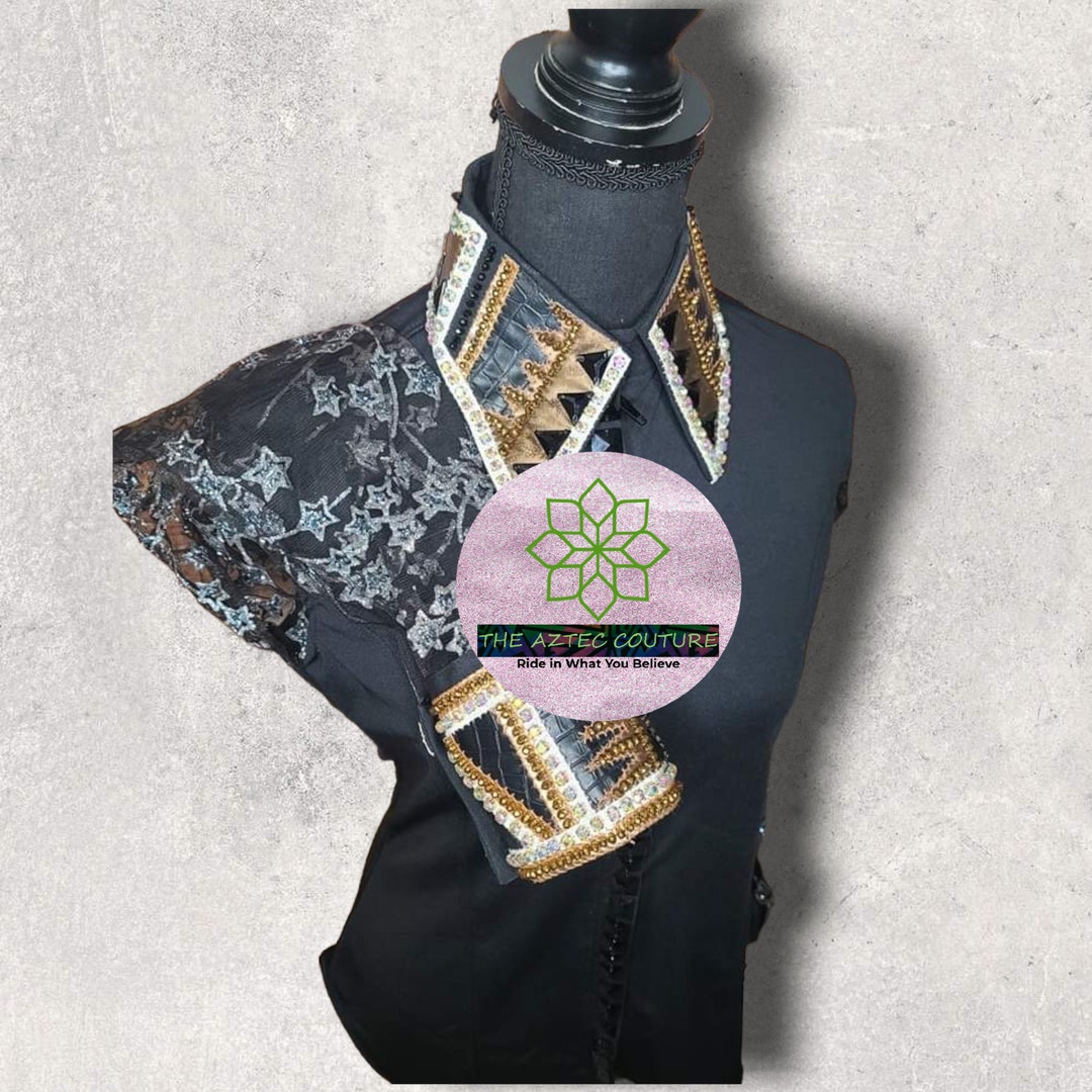 Western Custom Rodeo Queen Showmanship Horsemanship Black Show Shirt ...