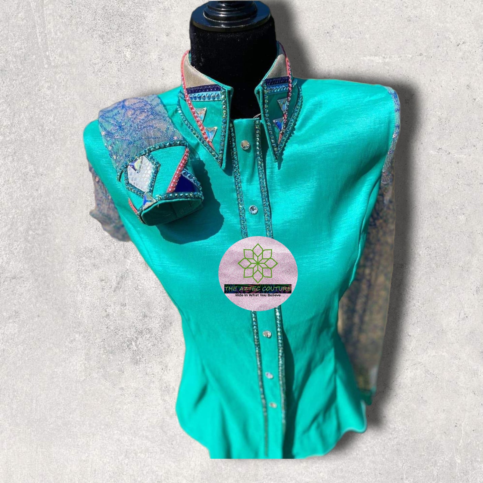 Western Women Rail Show Shirt Perfect for Horse Riding (sheer Sleeve ...