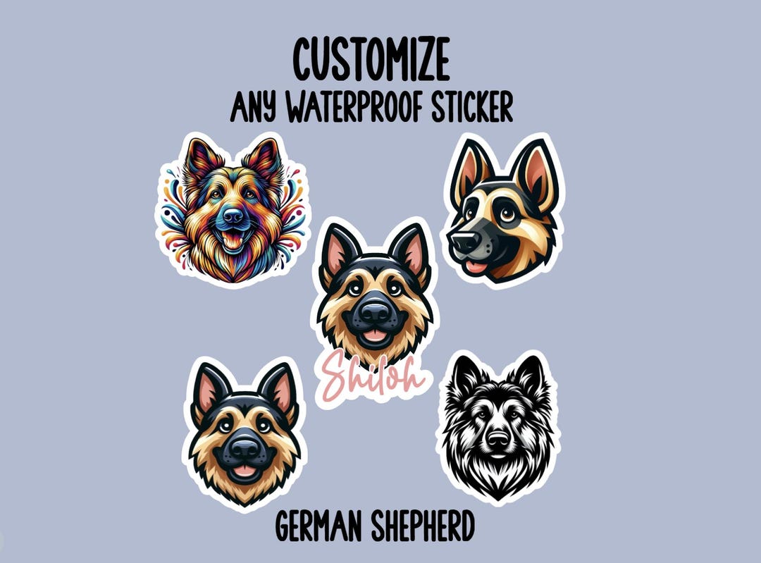 German Shepherd, Dog Stickers, Custom Dog Stickers, Waterproof Stickers ...