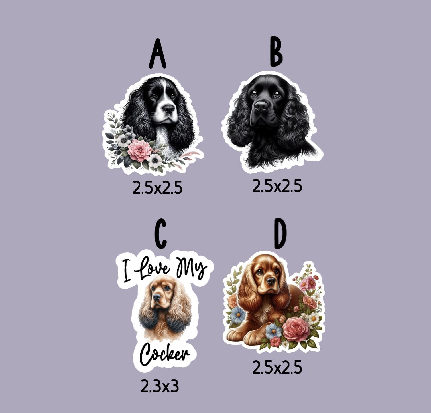 Cocker Spaniel, Dog Stickers, Waterproof Stickers, Water Bottle ...