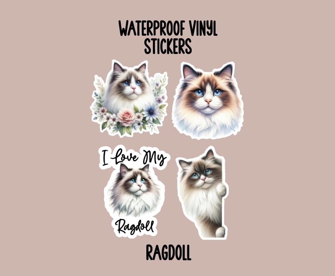 Ragdoll Cat, Cat Stickers, Cat Gifts, Pet Gifts, Waterproof Stickers ...