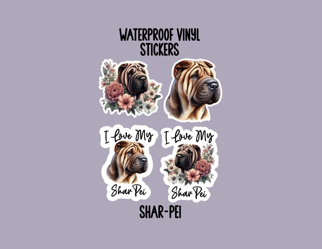 Shar-pei, Dog Stickers, Waterproof Stickers, Water Bottle Stickers ...