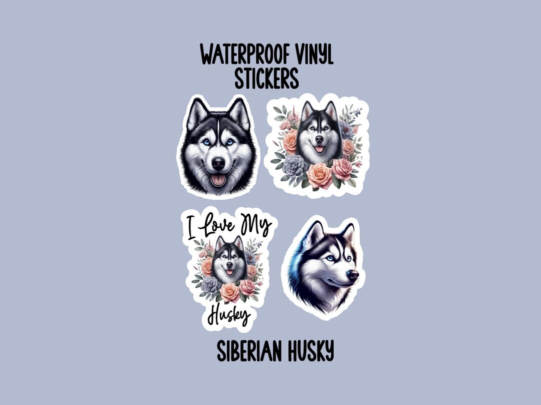 Siberian Husky, Dog Stickers, Waterproof Stickers, Water Bottle ...