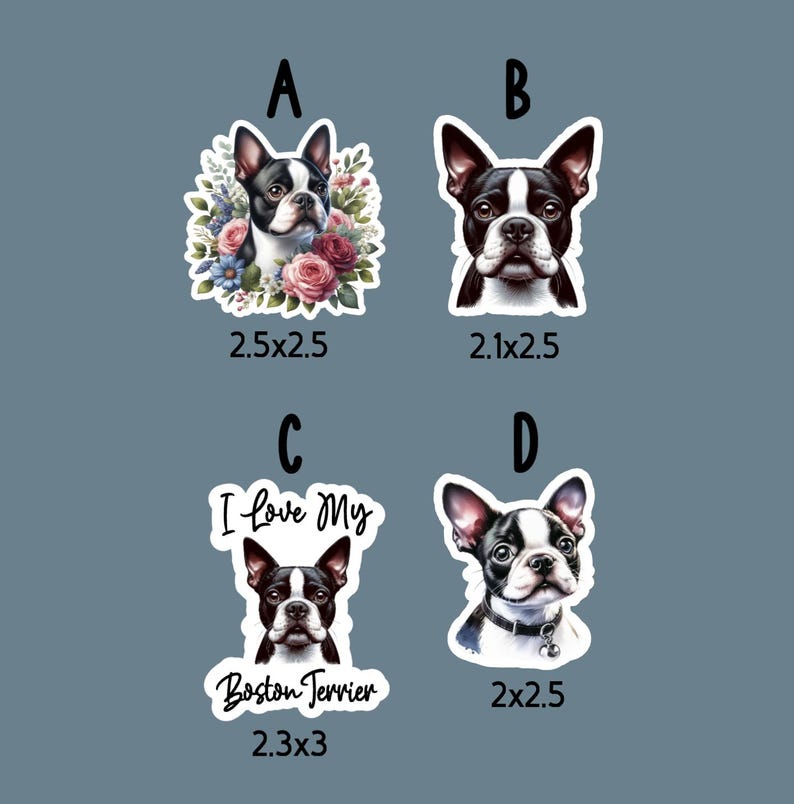 Boston Terrier, Dog Stickers, Waterproof Stickers, Water Bottle ...