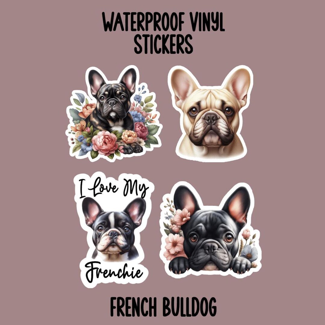 French Bulldog, Dog Stickers, Waterproof Stickers, Water Bottle ...