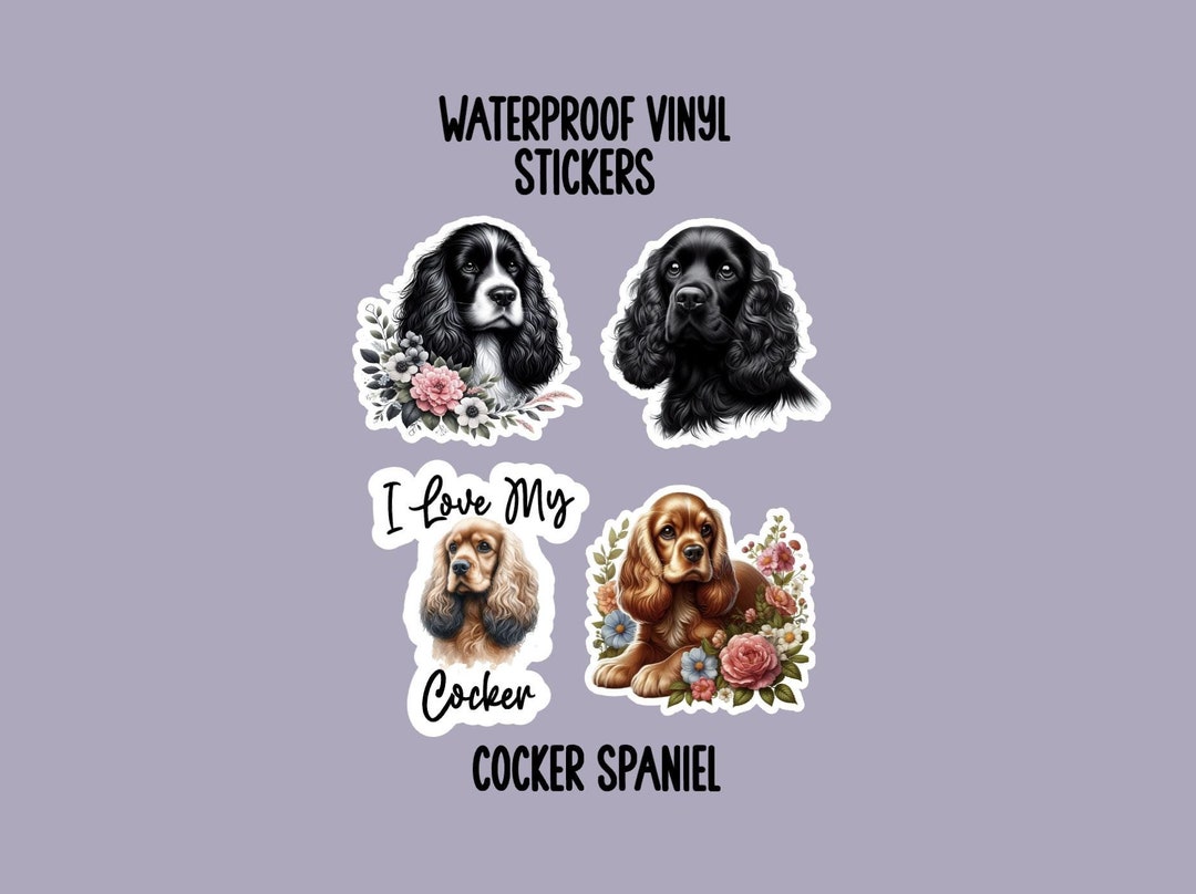 Cocker Spaniel, Dog Stickers, Waterproof Stickers, Water Bottle ...