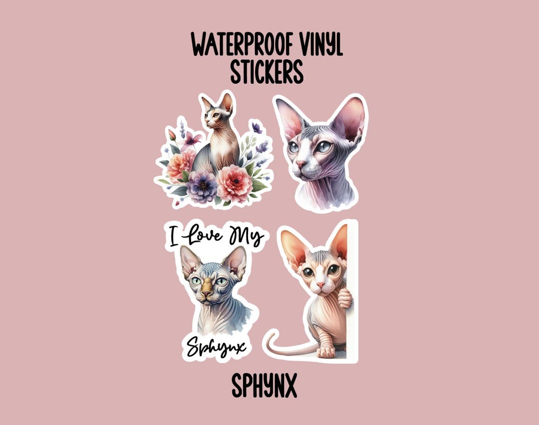 Sphynx Cat, Cat Stickers, Cat Gifts, Pet Gifts, Waterproof Stickers ...