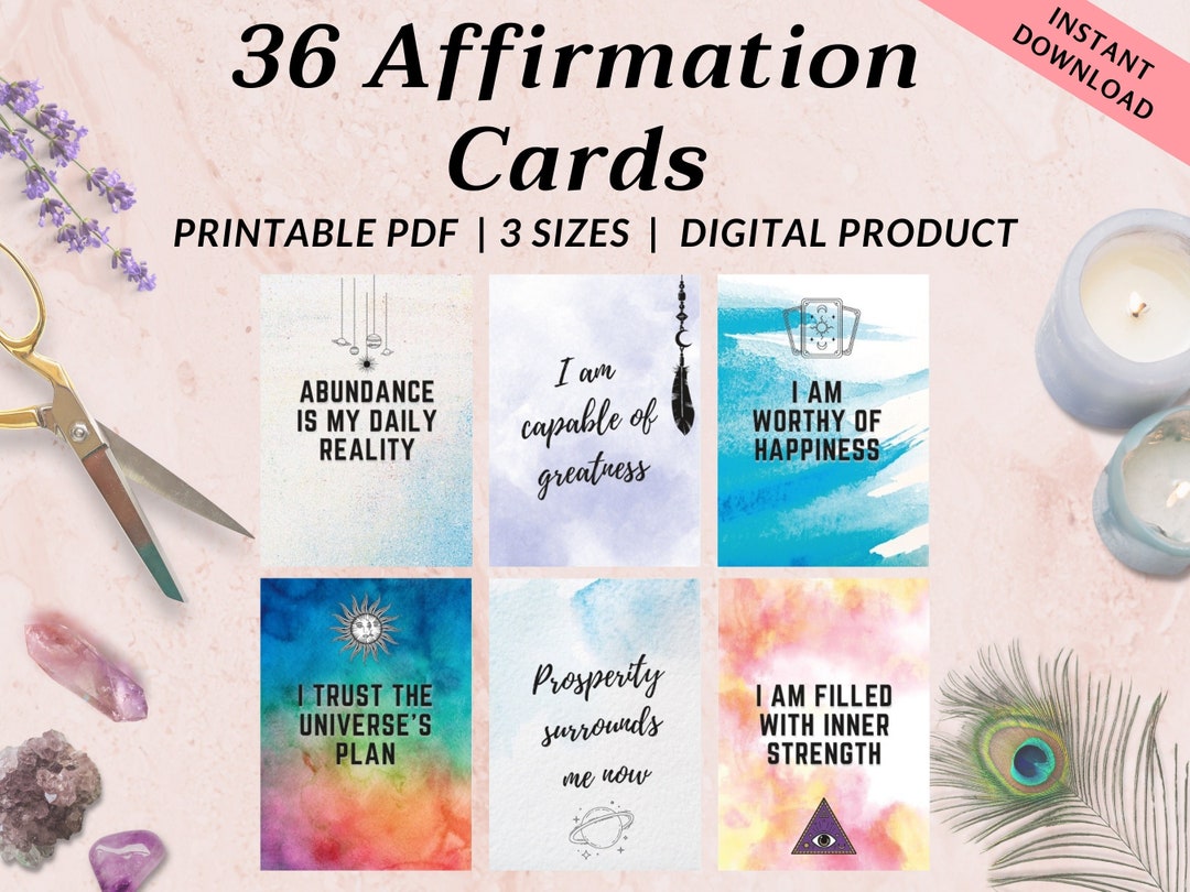 36 Affirmation Cards | Printable Vision Board | Digital Affirmations ...