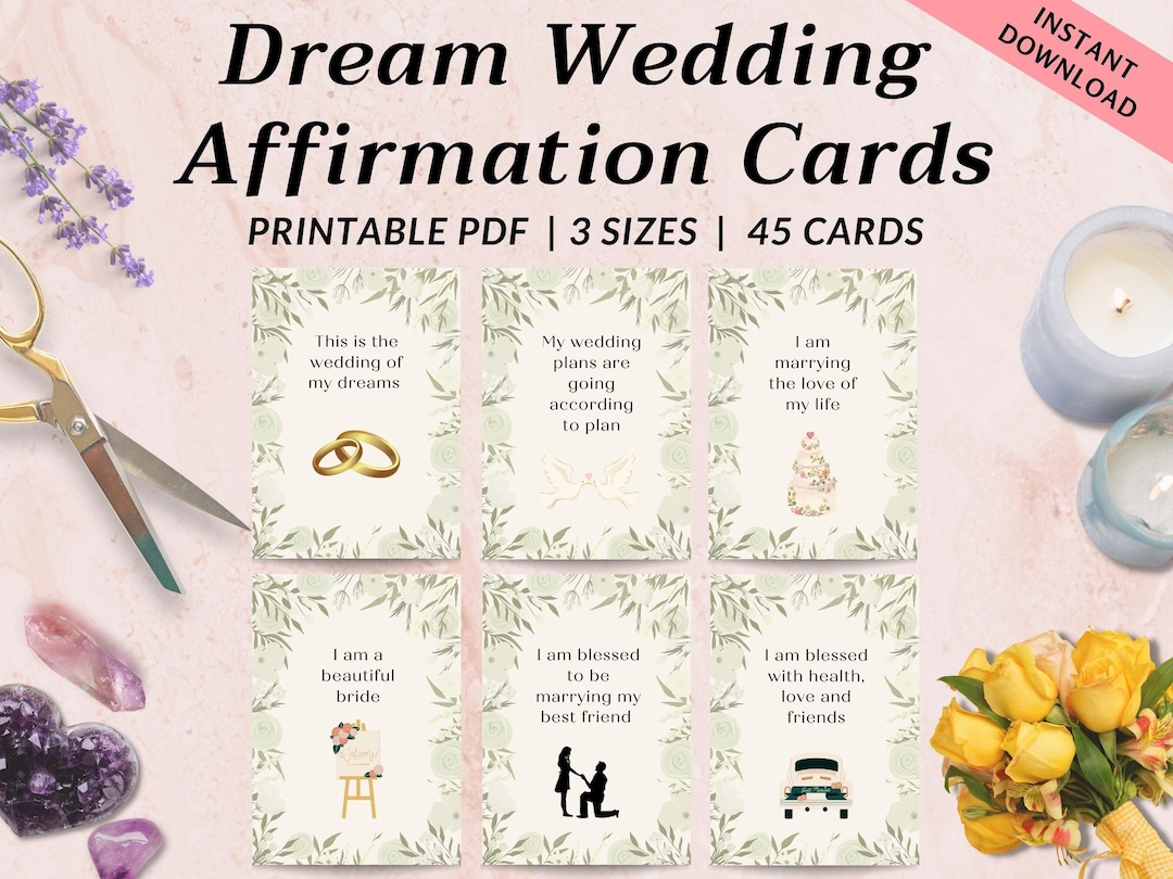Dream Wedding Affirmation Cards | Digital Download | Wedding Cards ...