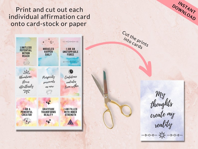 36 Affirmation Cards Printable Vision Board Digital Affirmations ...