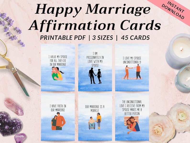 Happy Marriage Affirmation Cards | Digital Download | Relationship ...