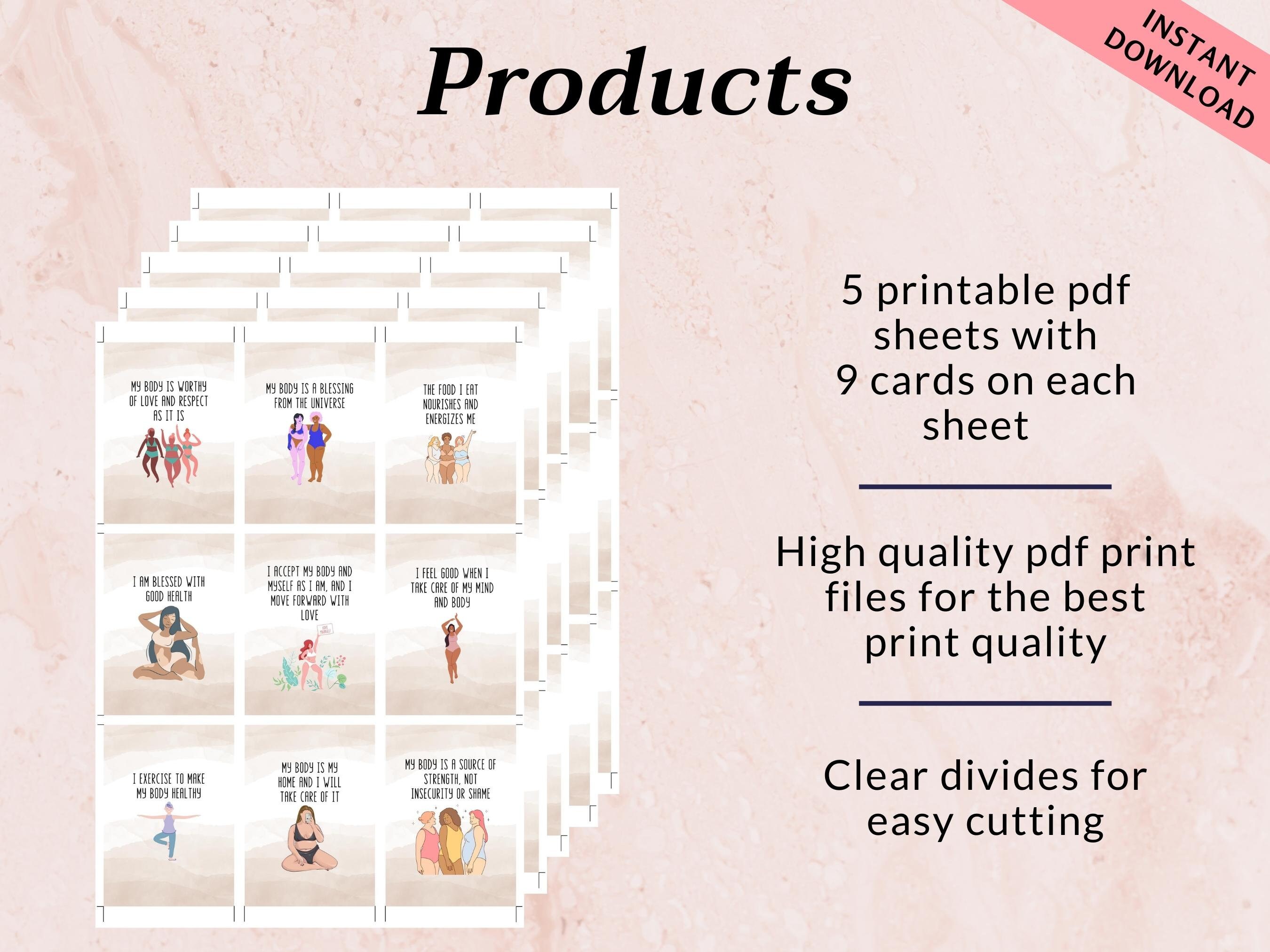 Body Positive Affirmation Cards Digital Downloads Self Love Cards Body ...