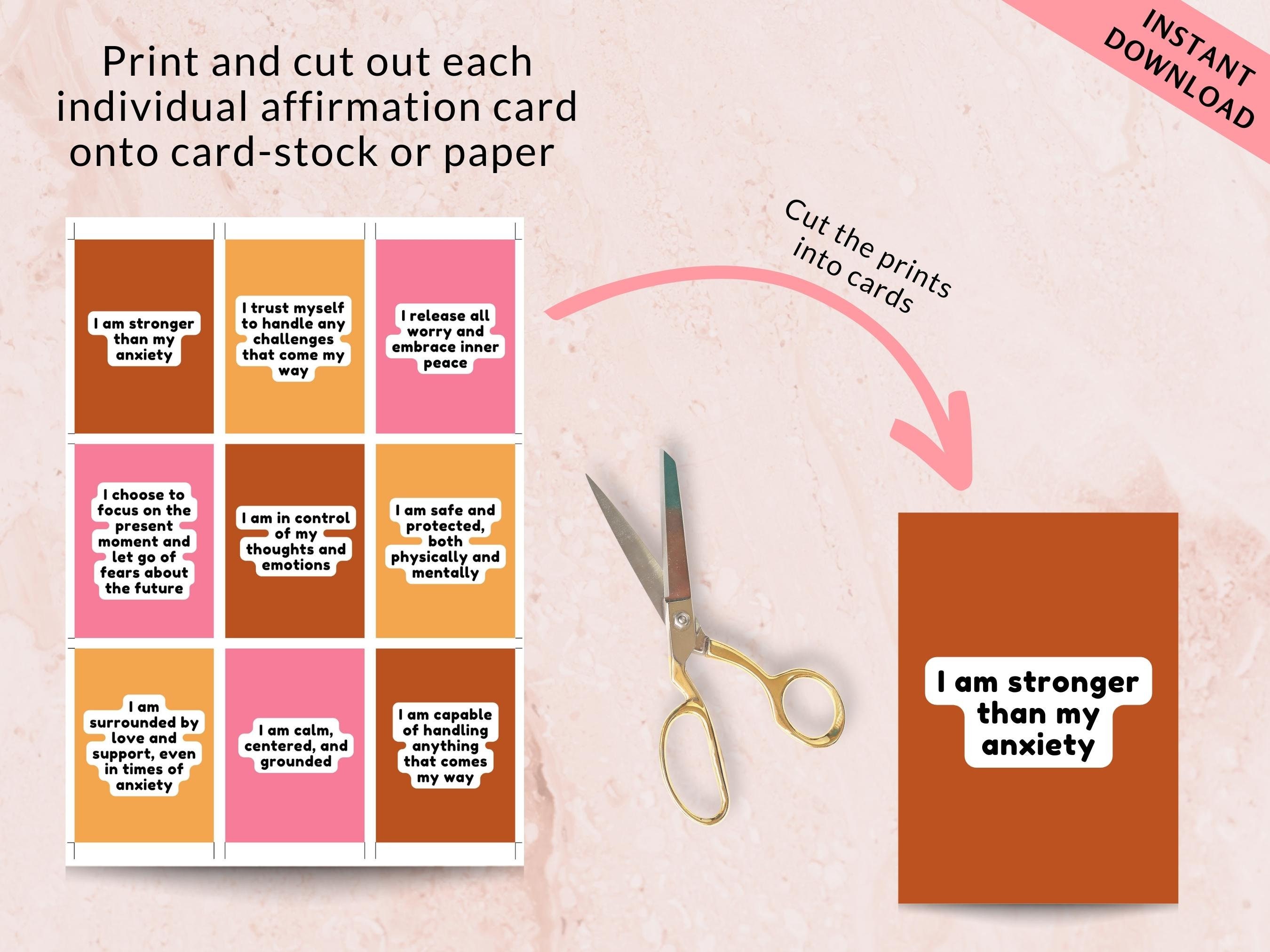 Anxiety Assist Affirmation Cards | Digital Download | Self Care Cards ...
