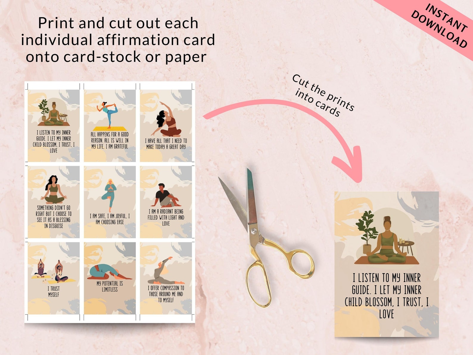 Yoga Affirmation Cards | Digital Download | Yoga Tips | Mindfulness ...