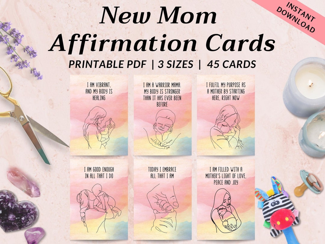 New Mom Affirmation Cards | Digital Download | Baby Advice | Mom Gift ...