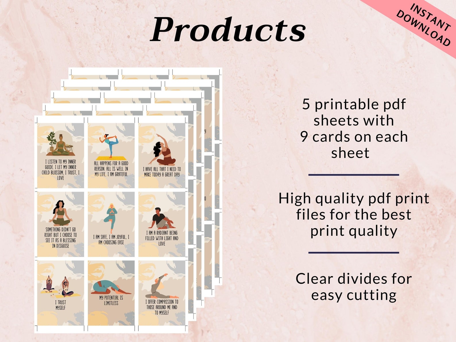 Yoga Affirmation Cards | Digital Download | Yoga Tips | Mindfulness ...