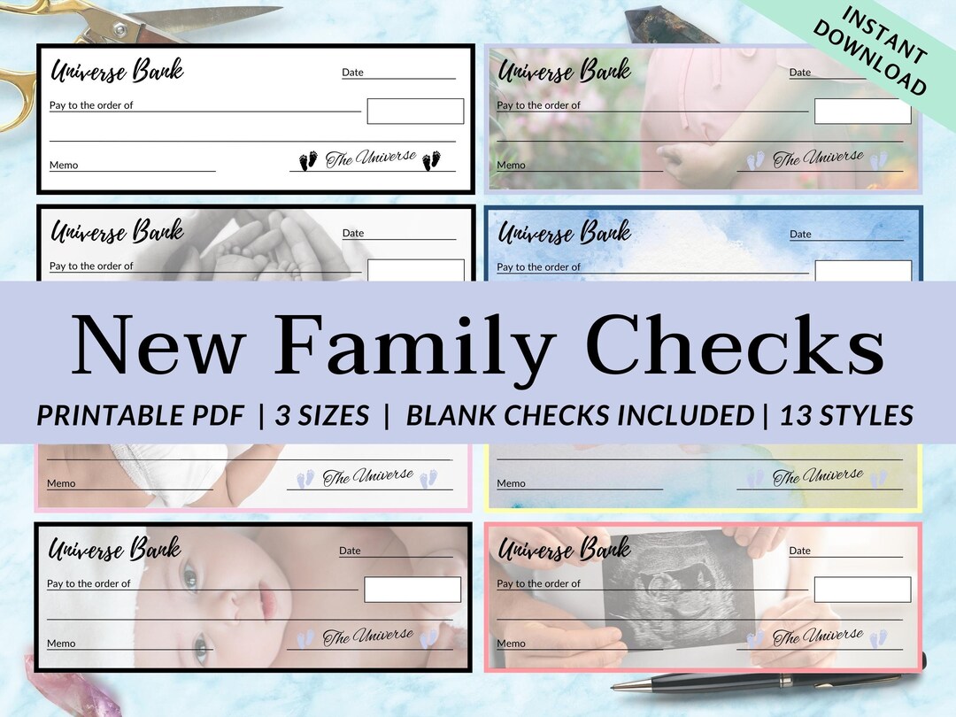 New Family Checks | Vision Board Checks | Printable PDF Checks ...