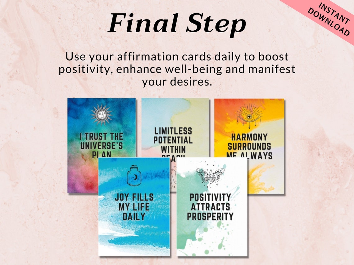 36 Affirmation Cards Printable Vision Board Digital Affirmations ...