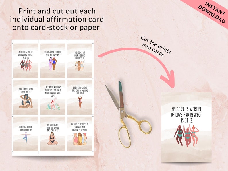 Body Positive Affirmation Cards Digital Downloads Self - Etsy