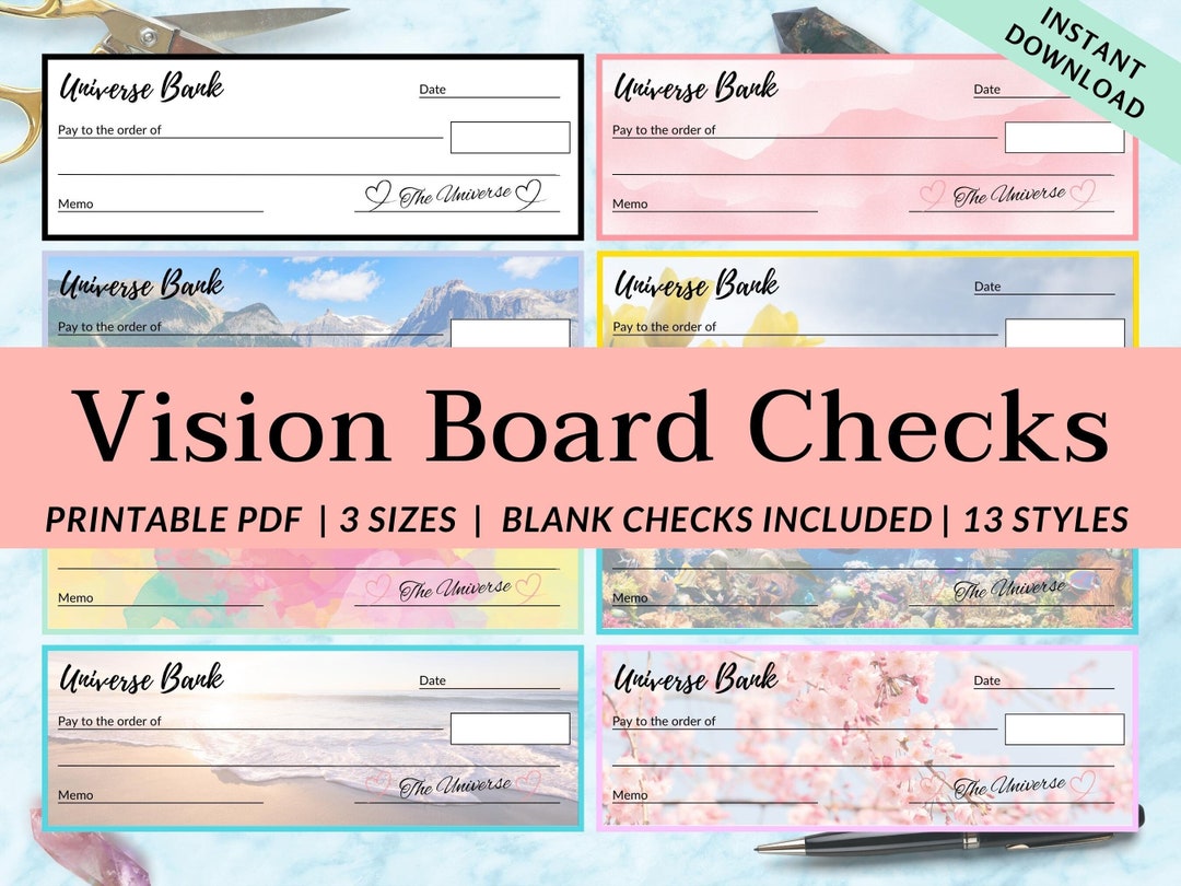 Manifestation Checks | Vision Board Checks | Printable Checks Editable ...