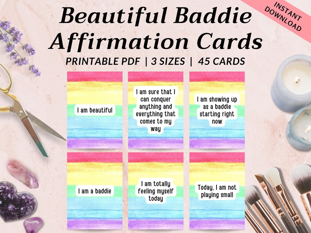 Beautiful Baddie Affirmation Cards | Digital Download | Self Care Cards ...