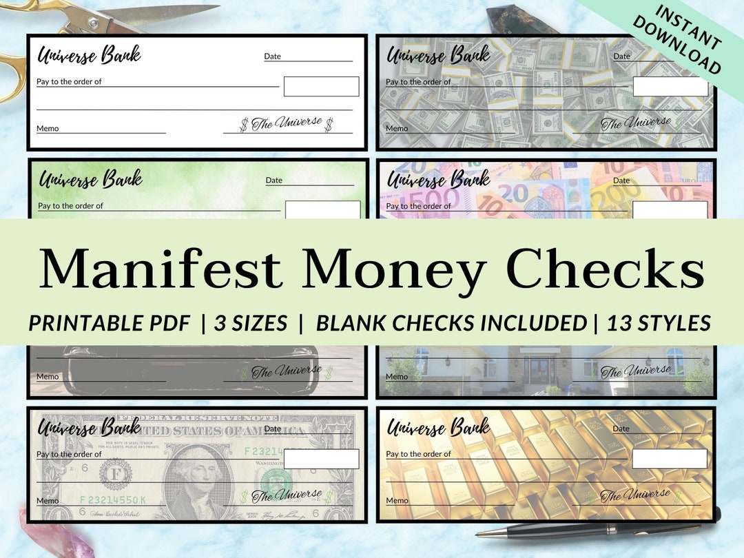 Manifest Money Checks | Vision Board Checks | Financial Freedom ...