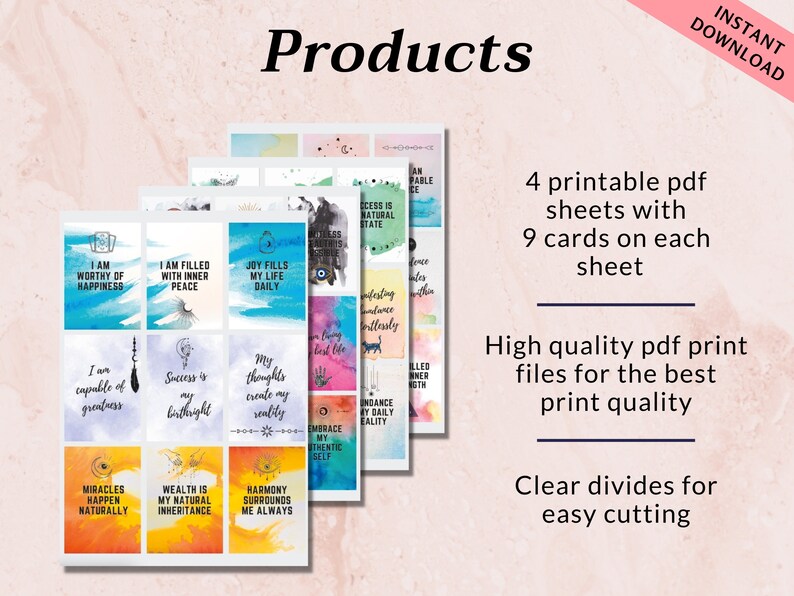 36 Affirmation Cards Printable Vision Board Digital Affirmations ...