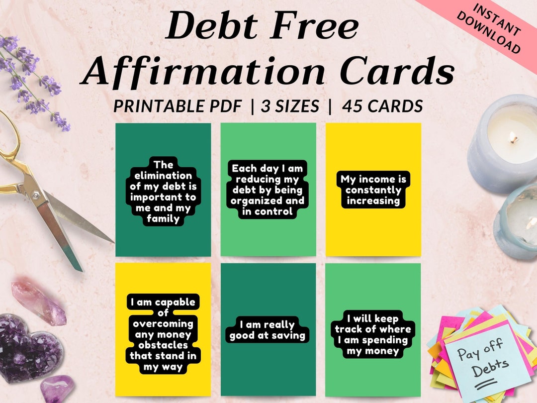 Debt Free Affirmation Cards | Digital Download | Financial Freedom ...