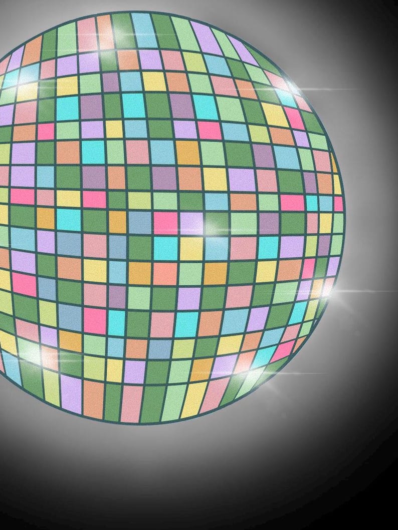 Retro-inspired Disco Ball Digital Art Print - Etsy