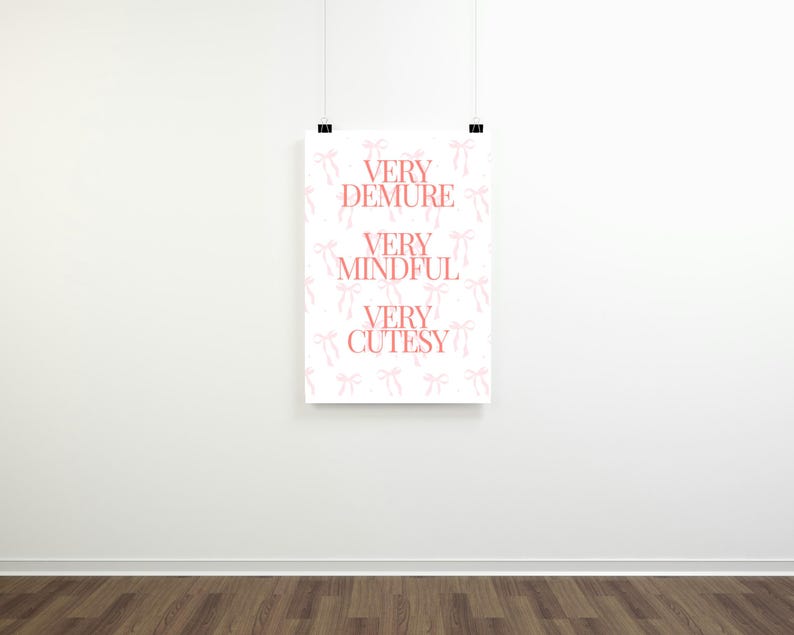 Very Demure Coquette Bows Poster Print option 3 Elegant Wall Art ...