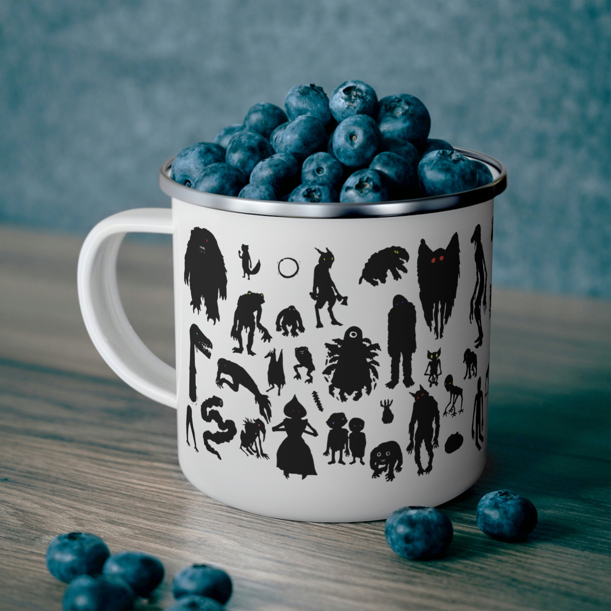 Covered by Cryptids, 12 Oz. Steel Enameled Camping Mug - Etsy