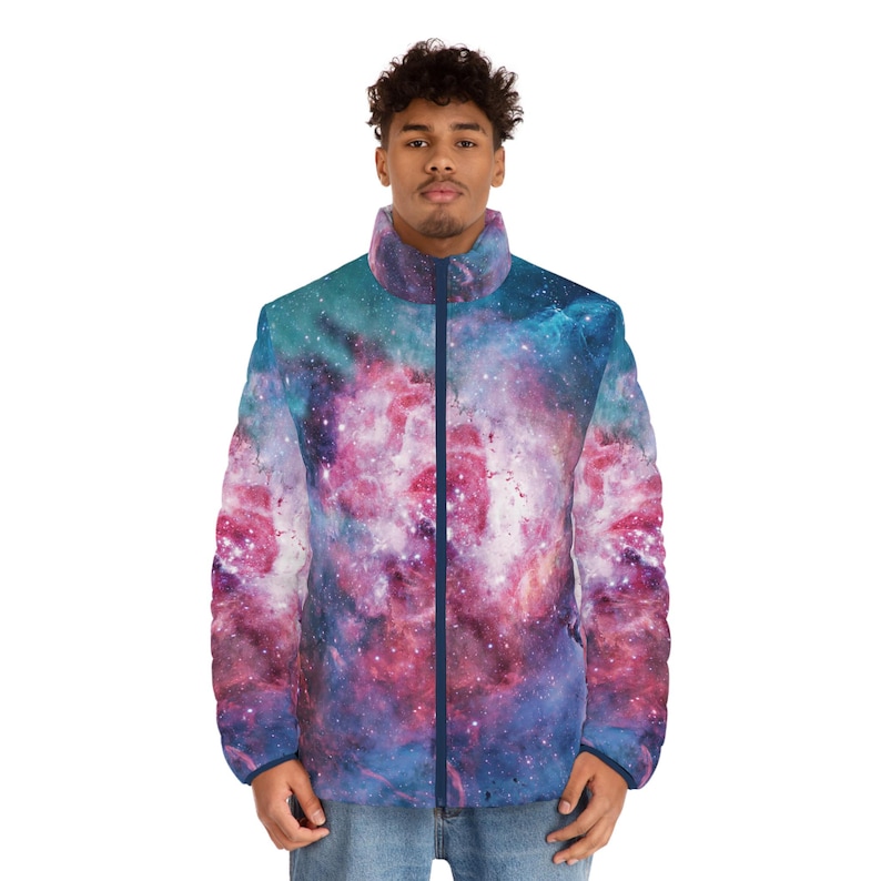 Men's Cosmic Nebula Puffer Jacket, Ski Style Stars Cosmos Winter Coat, Ski Jacket, Space Theme ...