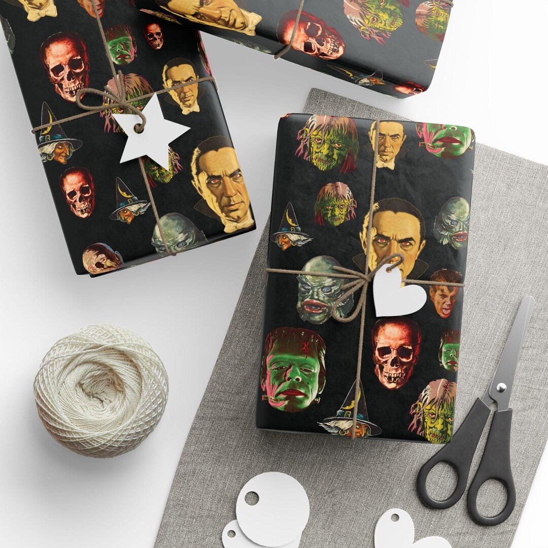 Monster Mash Gift Wrap: Classic Horror Creatures, Matte or Glossy - Etsy