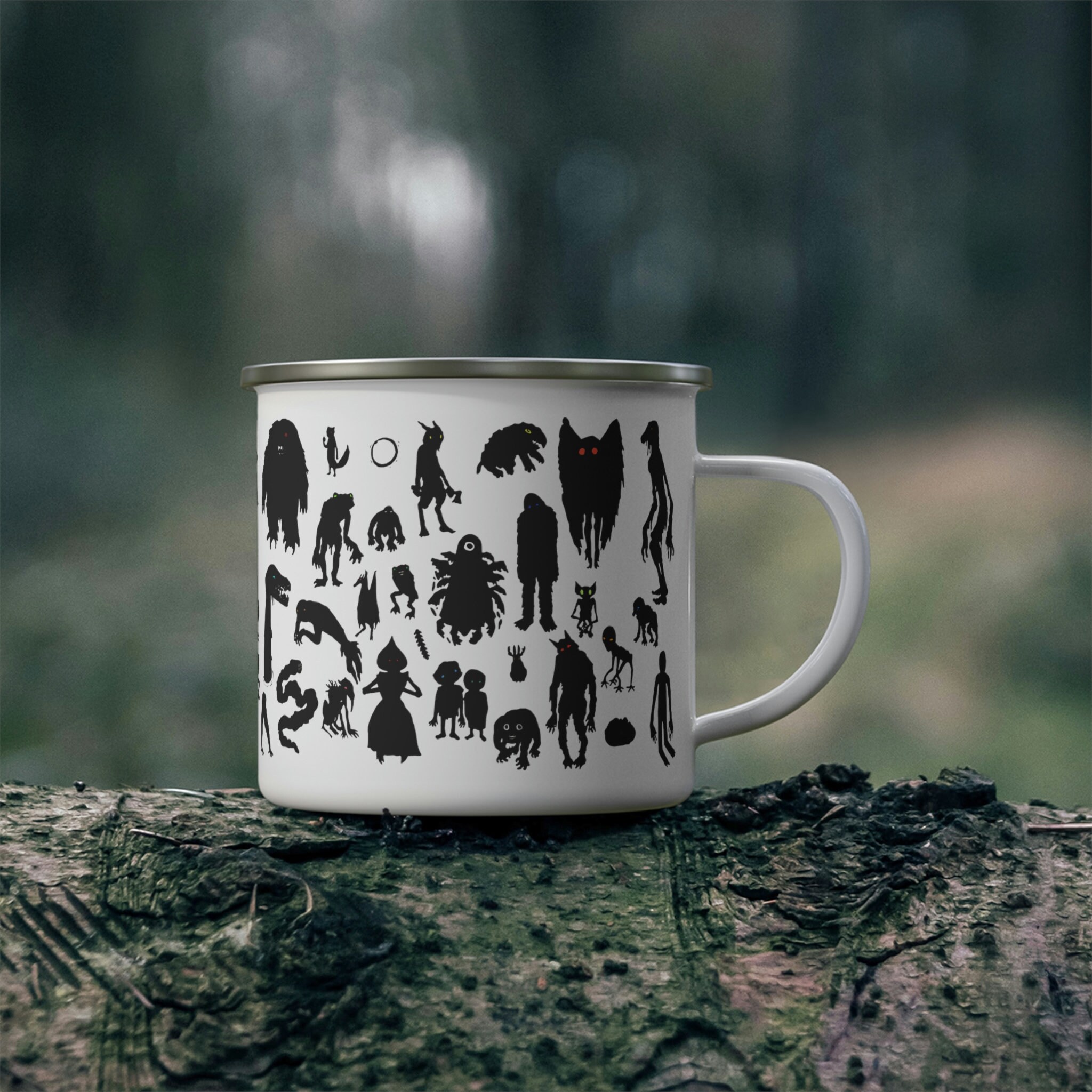 Covered by Cryptids, 12 Oz. Steel Enameled Camping Mug - Etsy