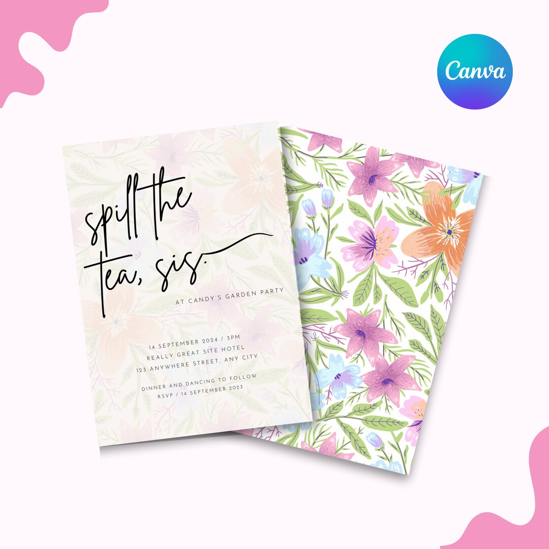 Watercolor Flower Tea Party Invitation, Custom Template, Instant ...