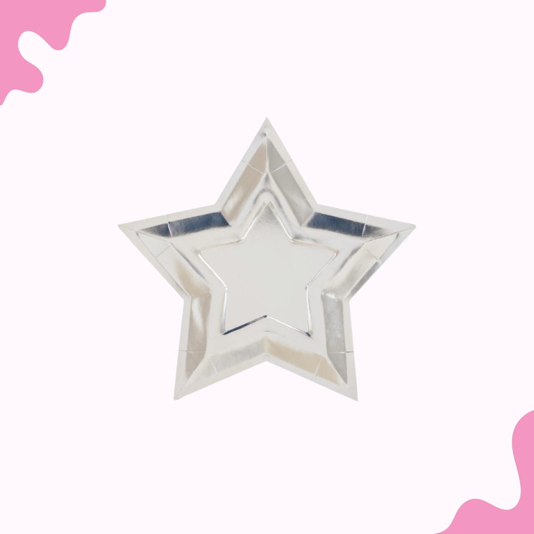 Silver Foil Star Shaped Plates for Bachelorette Parties, Paper ...