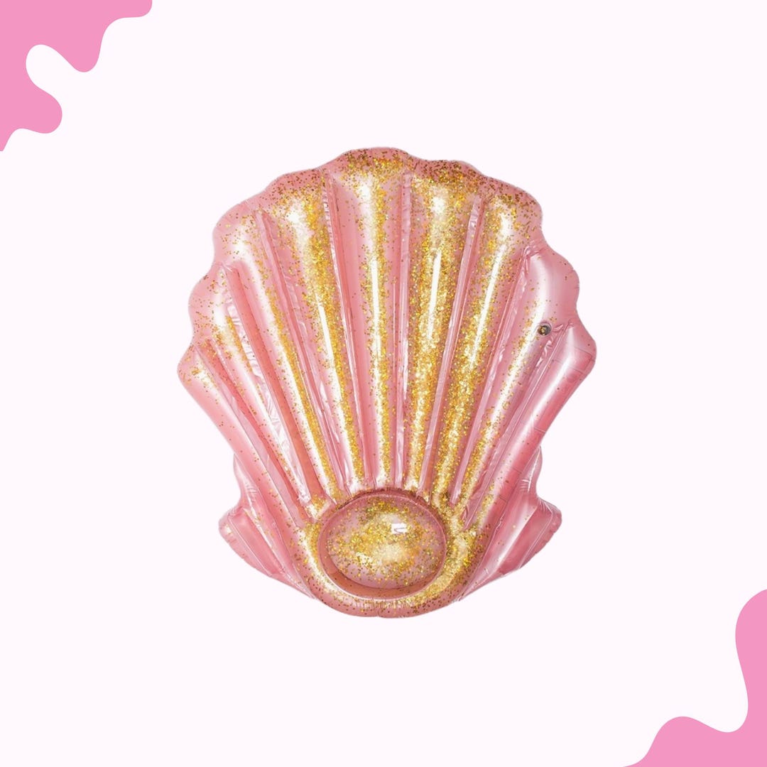Seashell Pool Float, Pink Iridescent Pool Float, Large Inflatable Raft ...