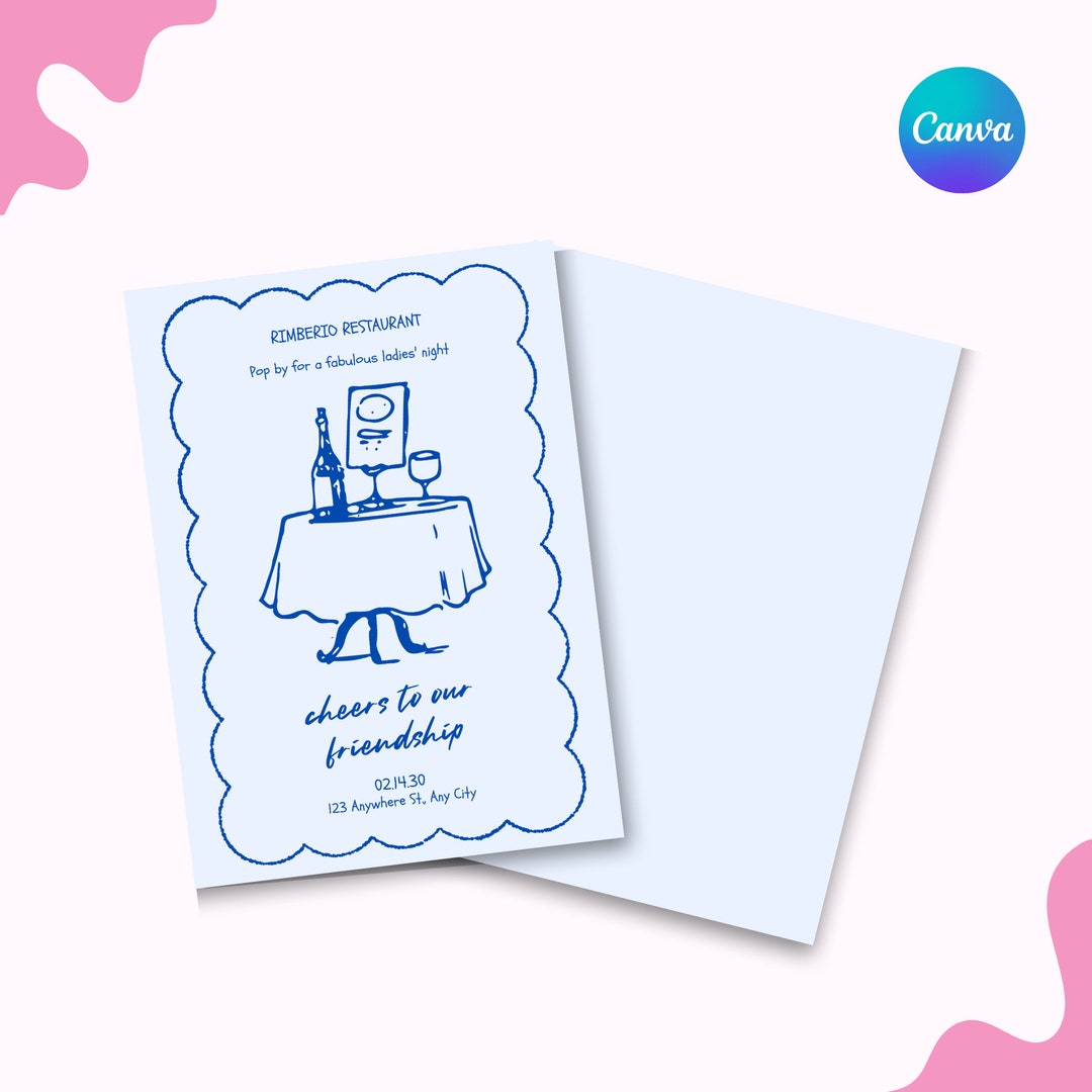 Yum Yum Invitation, Canva Template, Girls Night or Dinner Party ...