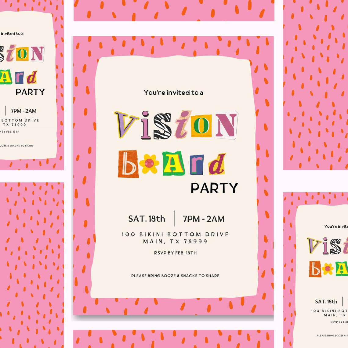 Vision Board Invitation Template, Girls Night in Evite, Party Invite ...