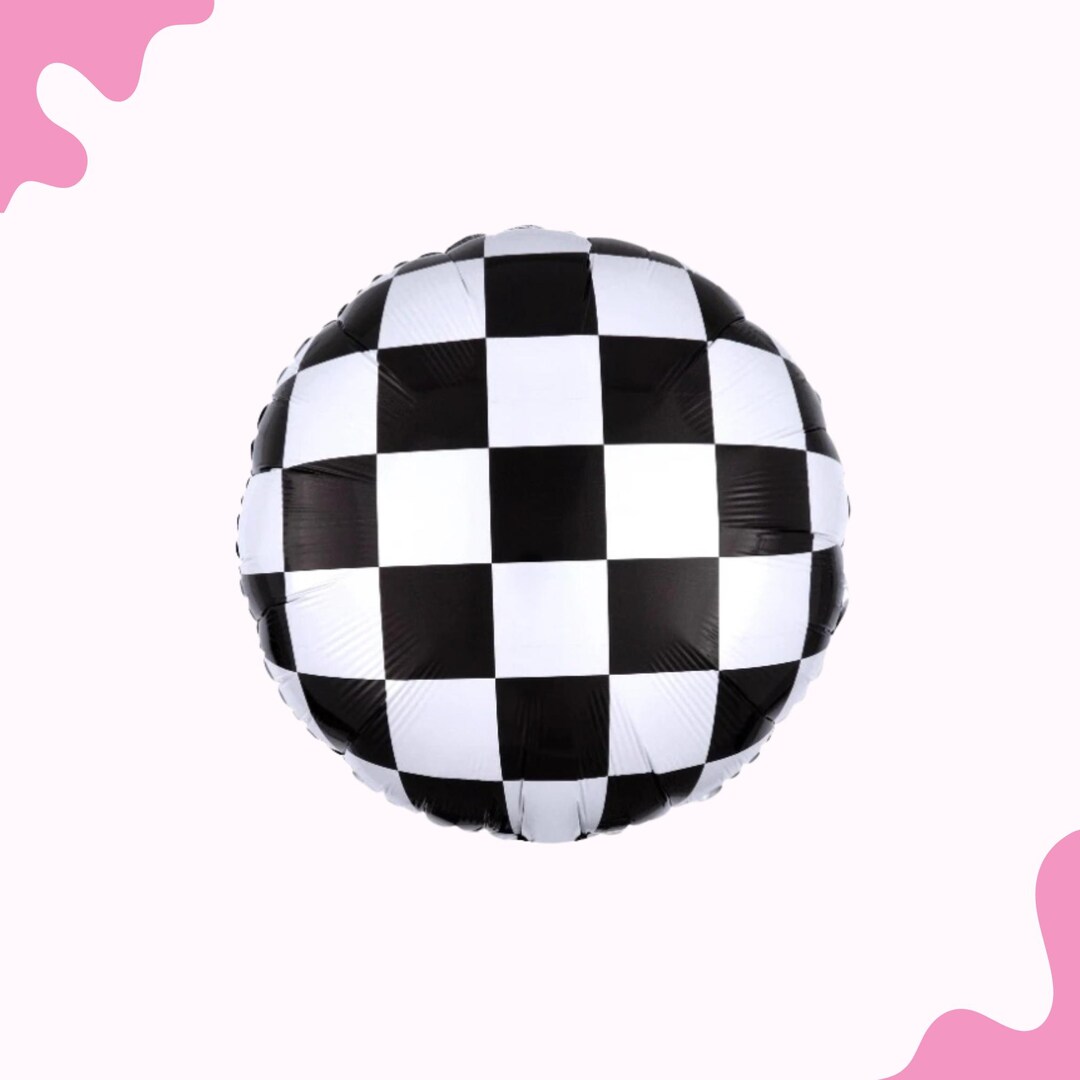 17" Checkerboard Foil Balloon, Black and White Bachelorette Party Decor ...