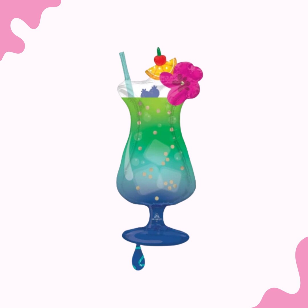 37" Tropical Hawaiian Drink Foil Balloon, Bachelorette Party Decor ...