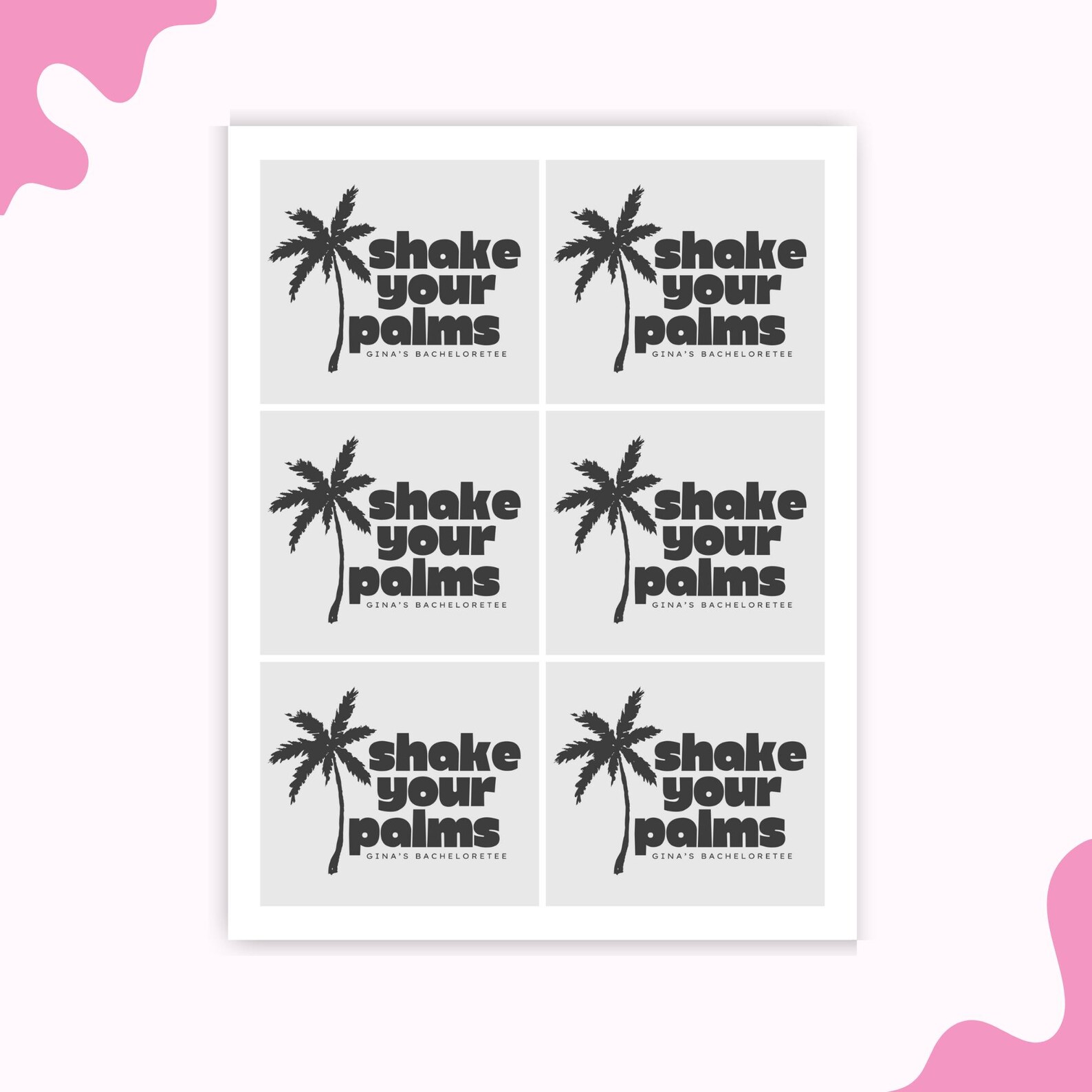 Shake Your Palms, Bachelorette Party Favor, Precut Sticker Labels ...